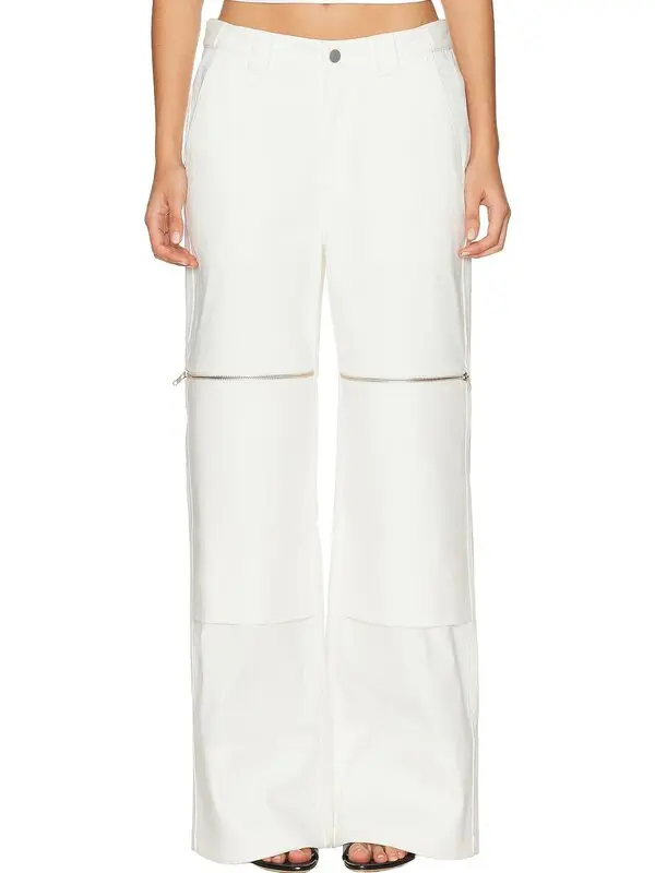 HAELO Flex Waist Zip Cargo Pant - Ivory