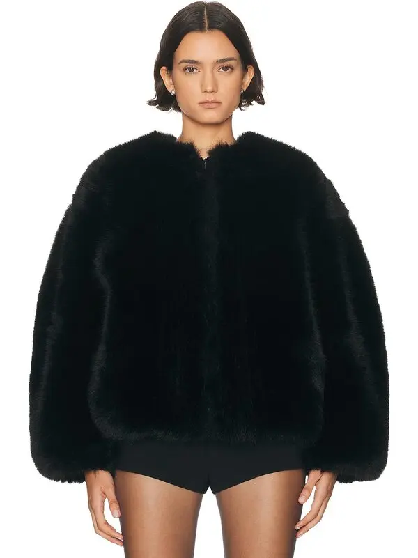 HAELO Faux Fur Bomber - Black