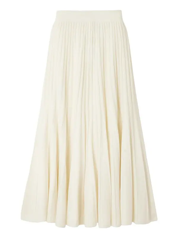 Arch4 Sabrina Pleated Organic Cashmere Midi Skirt - Neutrals