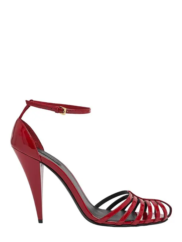 Givenchy 95mm Caged Patent Leather Pumps - Deep Red