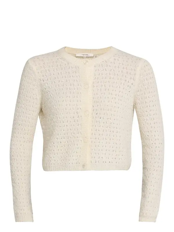 FRAME Chenille Open-knit Cardigan - White