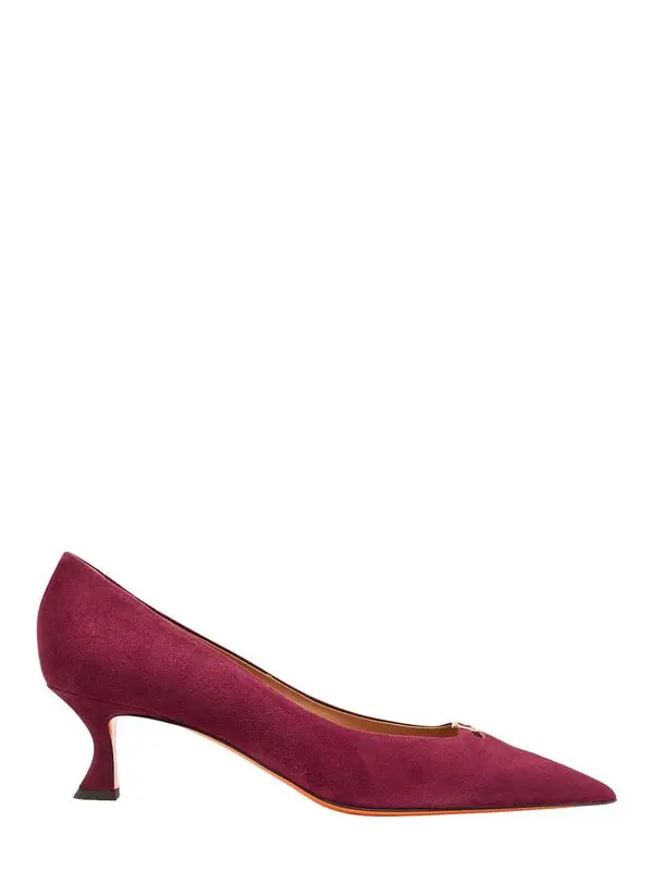 Santoni 55mm Suede Buckle Mid-heel Pumps - Dark Red