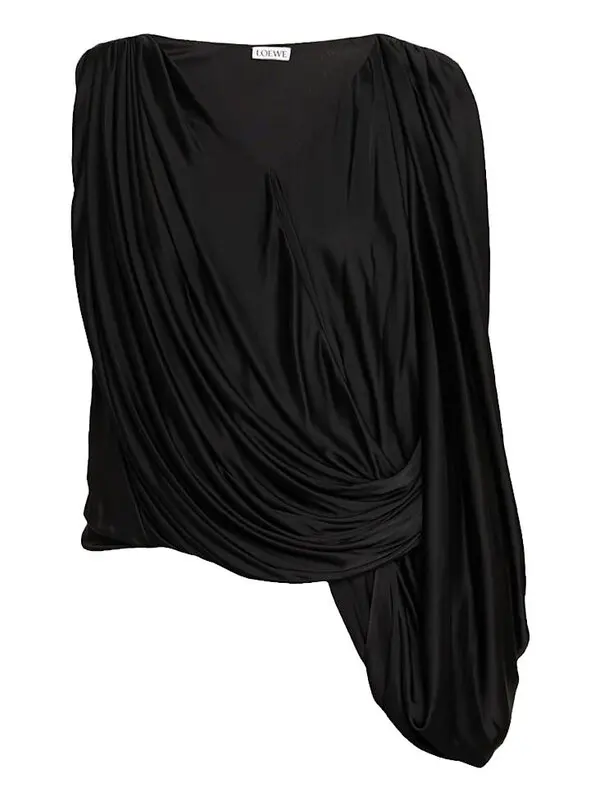 Loewe Draped Jersey Sleeveless Top - Black