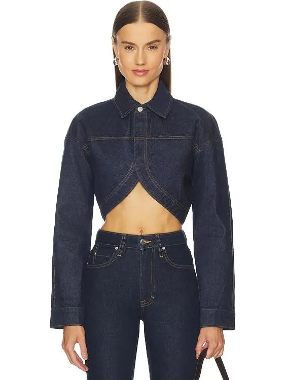 GRLFRND Ella Cropped Jacket - Denim-dark