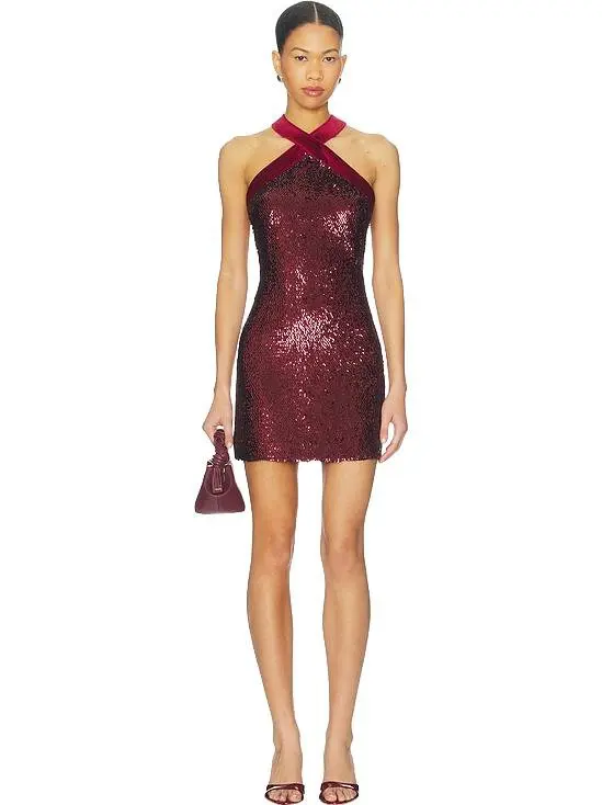 Simkhai Isla Halter Neck Mini Dress - Wine