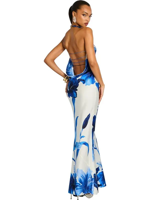 Retrofete Keaton Silk Dress - Azure Primavera
