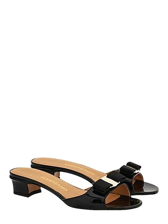 FERRAGAMO Leather Heeled Sandals - Nero