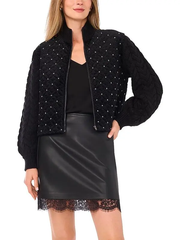 Vince Camuto Quilted Velvet Jacket - Rich Black
