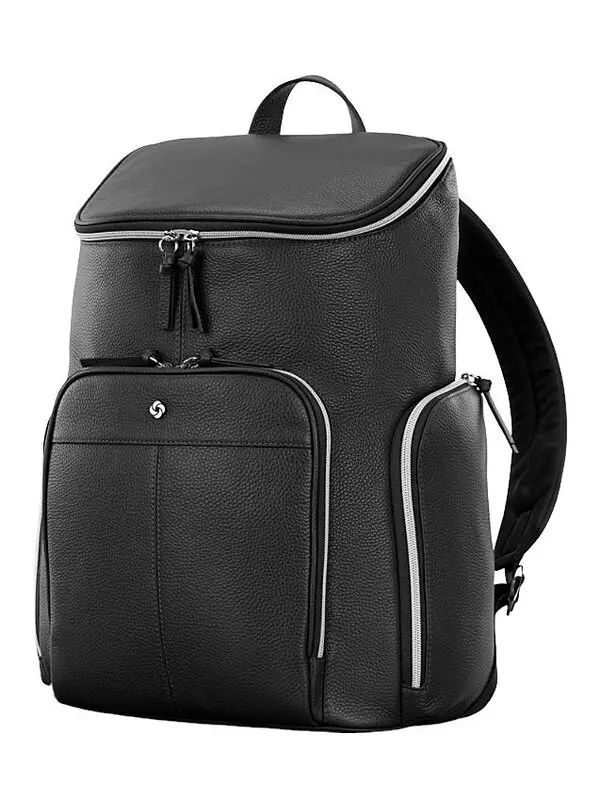 SAMSONITE Leather Deluxe Backpack - Black