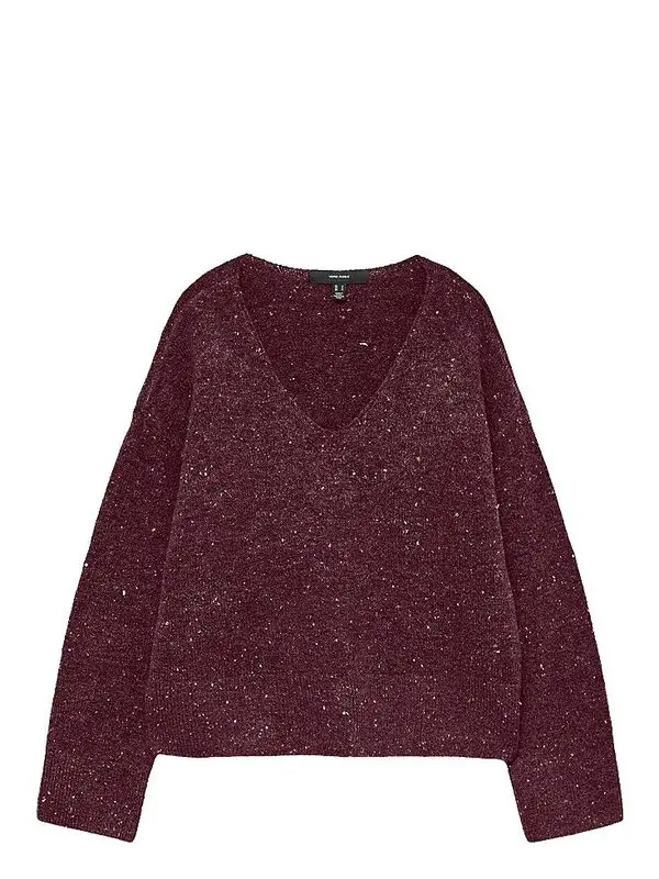 Vero Moda Tabita Long Sleeve V Neck Pullover Sweater - Wine