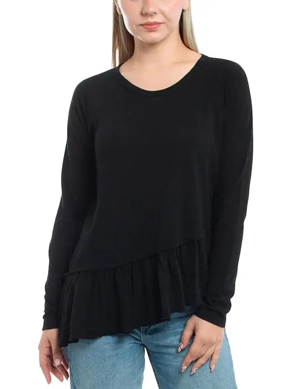 WILT CLOTHING Raglan Asymmetric Peplum Hem Tee - Black