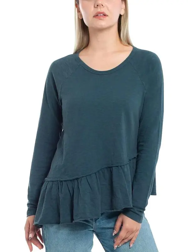 WILT CLOTHING Raglan Asymmetric Peplum Hem Tee - Legion Blue