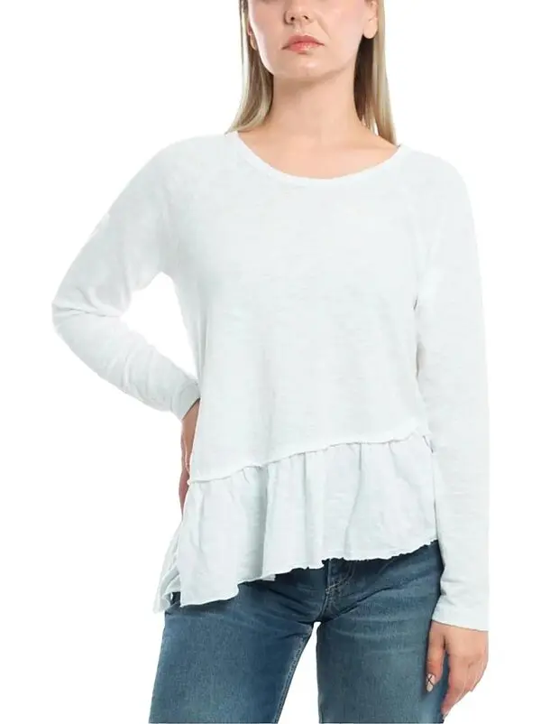 WILT CLOTHING Raglan Asymmetric Peplum Hem Tee - White