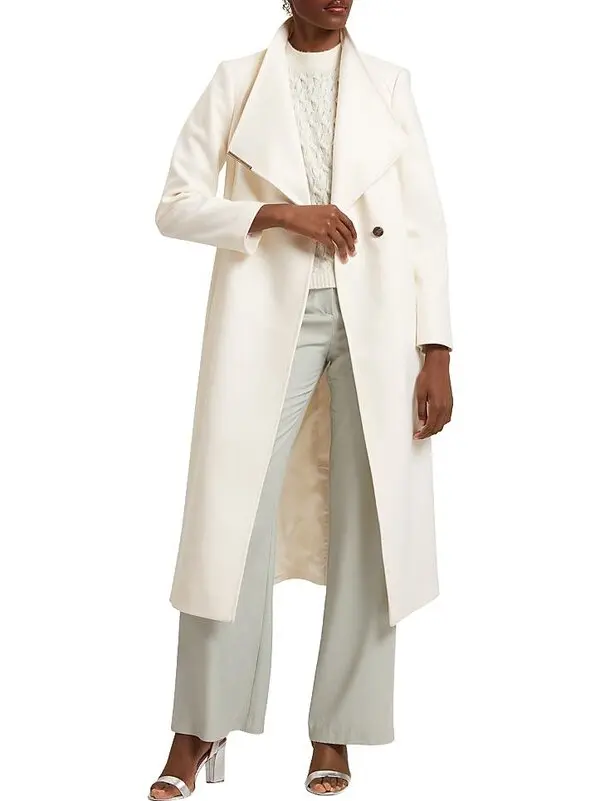 Ted Baker London Wool Blend Wrap Coat - Ivory