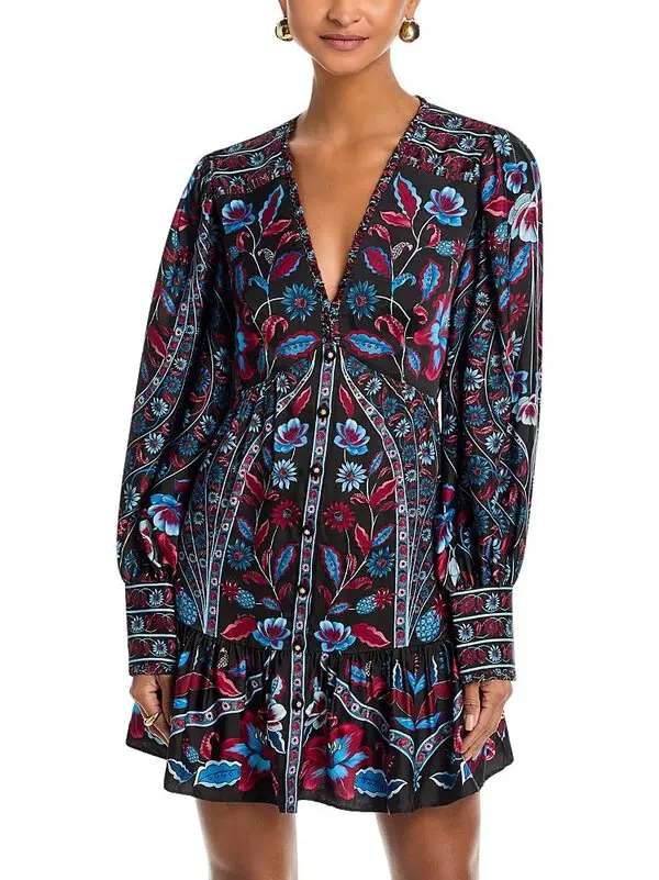 Farm Rio Long Sleeve Mini Dress - Marcelle