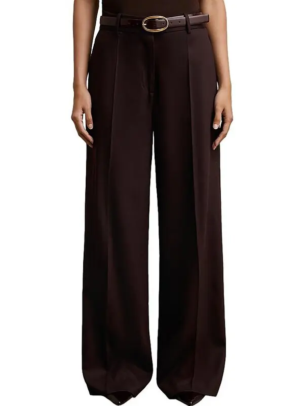 REISS Petite Wide Leg Pants - Aubergine
