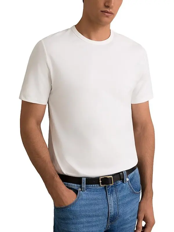 REISS Plain Stretch Cotton Tee - White