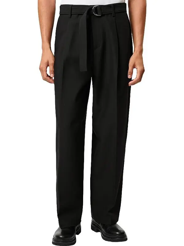 REISS Wide-leg Relaxed Fit Trousers - Black