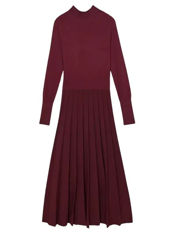 REISS Belted Knitted Midi Dress - Raspberry