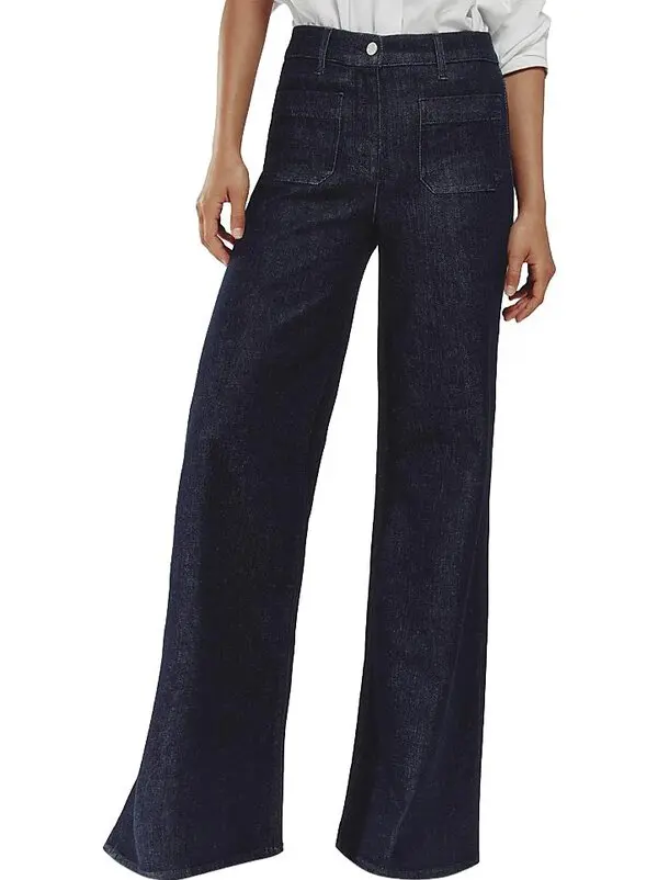 REISS Bella Mid-rise Wide-leg Patch Pocket Jeans - Dark Blue