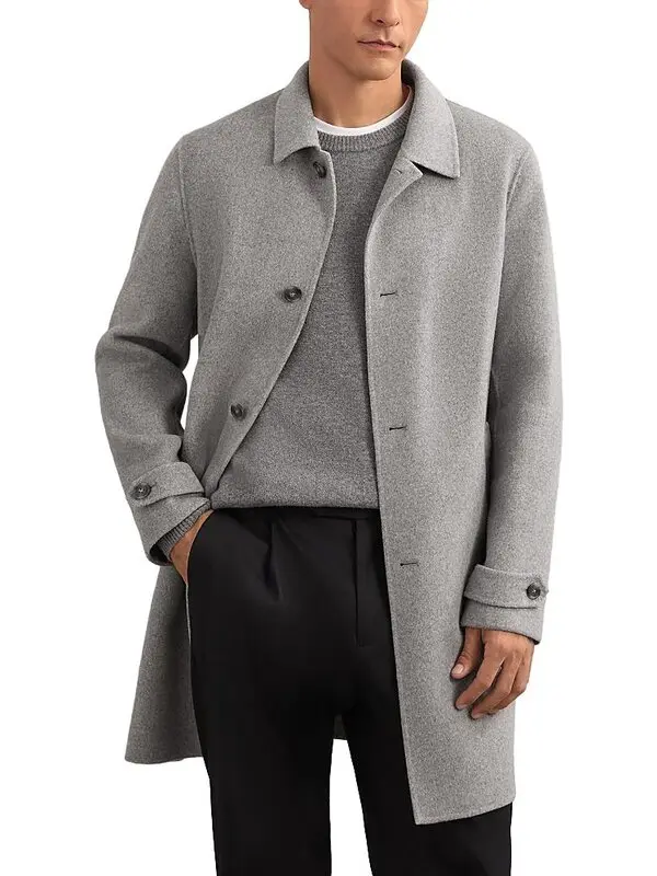 REISS Wool Blend Overcoat - Charcoal Grey