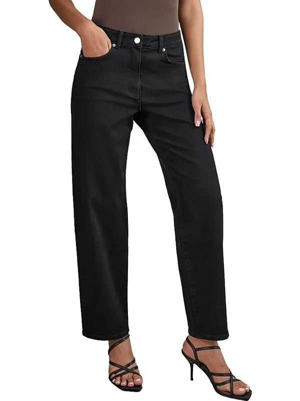 REISS Selin Mid-rise Straight Leg Jeans - Black