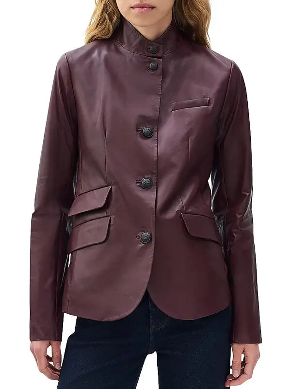 Rag & Bone Slade Leather Blazer - Burgundy
