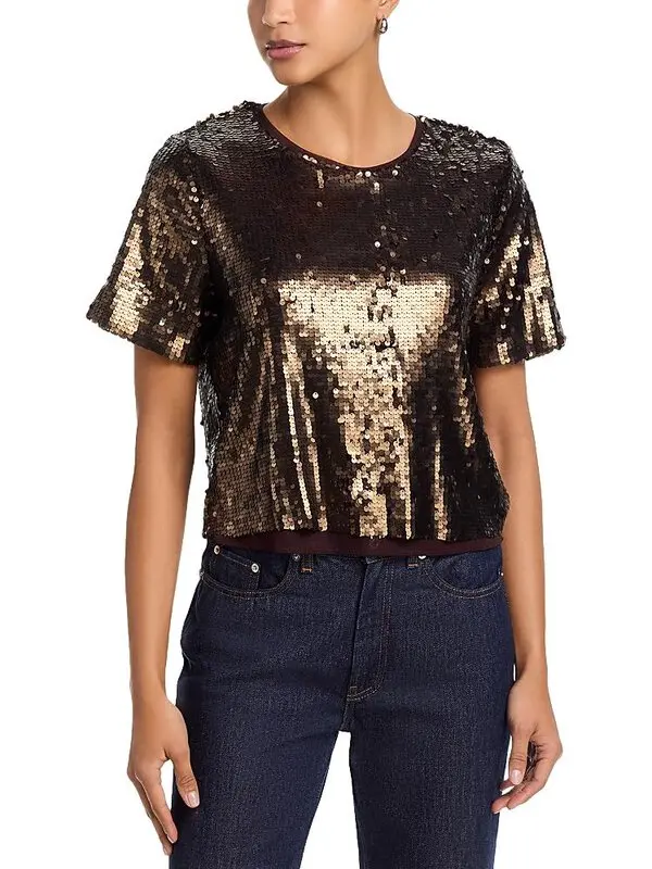 Rag & Bone Lucy Sequin Tee - Coffee