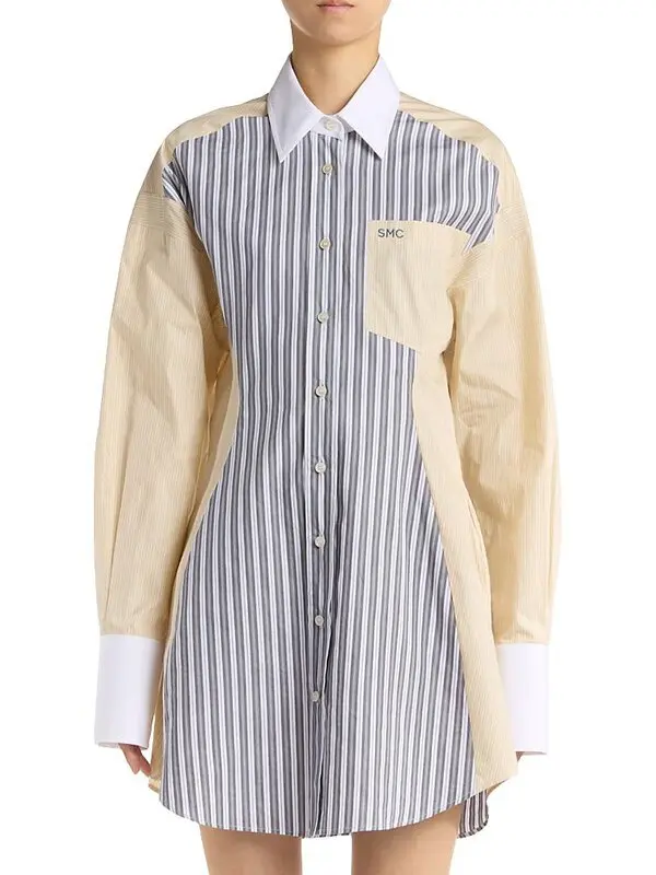 Stella McCartney Cotton Stripe Shirt Dress - Pale Yellow