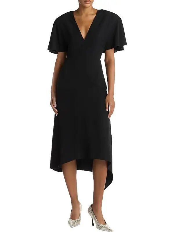 Stella McCartney Envers Satin Matt Side V-neck Dress - Black