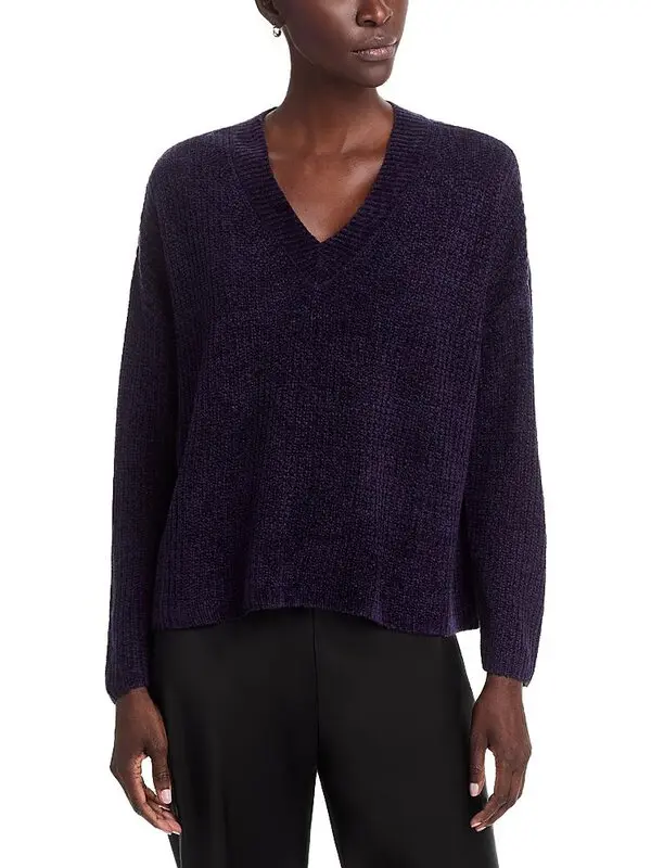 Eileen Fisher V Neck Sweater - Aubergine