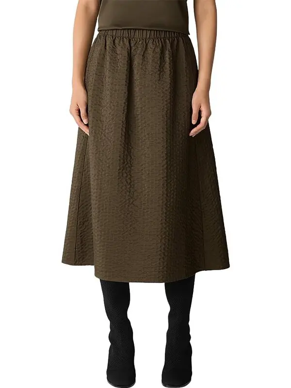 Eileen Fisher Quilted Silk A-line Skirt - Branch