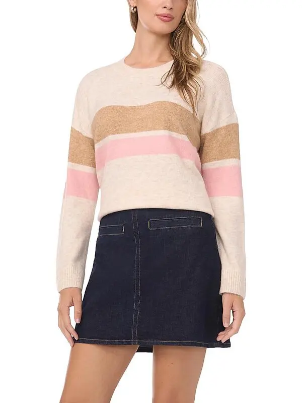 Vince Camuto Two Stripe Crewneck Sweater - Malted