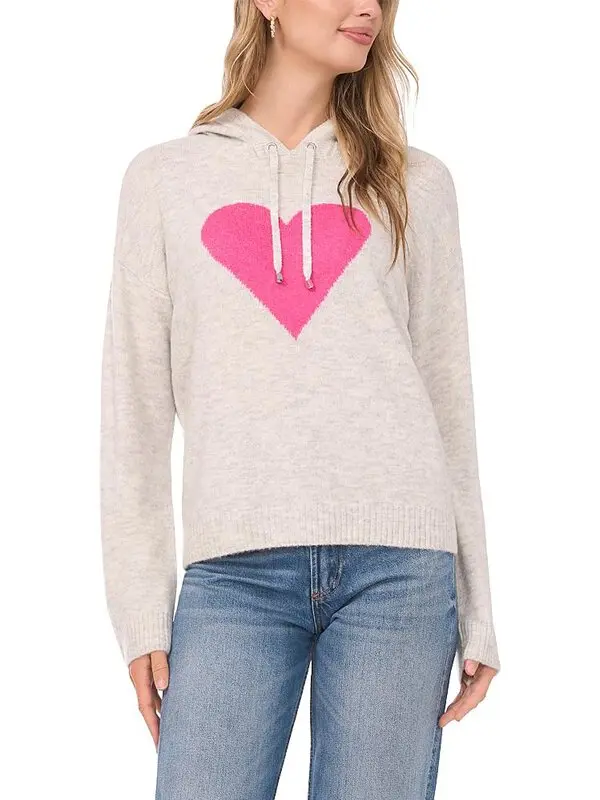 Vince Camuto Heart Motif Hoodie - Silver Heather