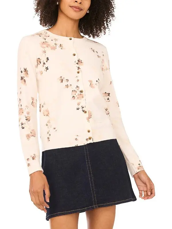 Vince Camuto Delicate Flower Cardigan - Birch