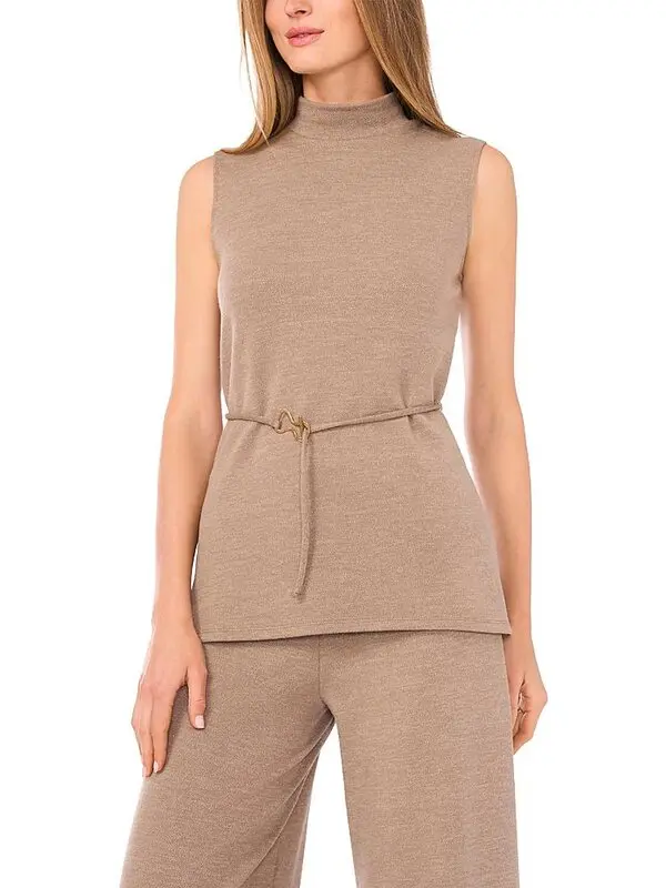 Vince Camuto Mock Neck Sleeveless Sweater - Nude