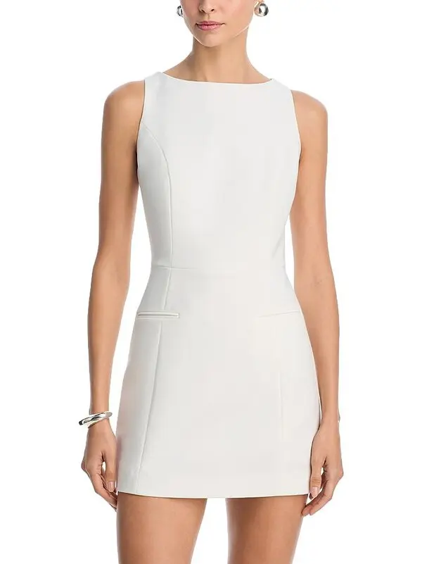 French Connection Whisper Boat Neck Mini Dress - Summer White