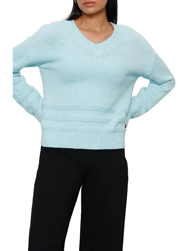 Sanctuary Classic V-neck Cotton Sweater - Aquamarine