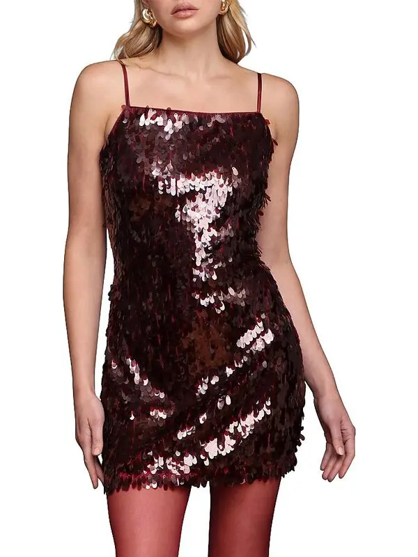 Avec Les Filles Square Neck Mini Dress - Burgundy