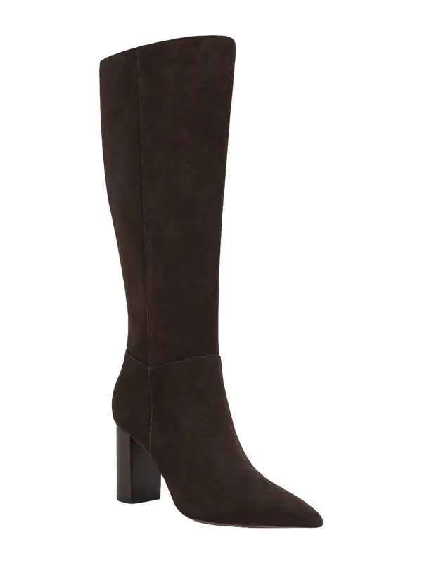 REISS Bianca Pointed Toe Knee High Boot - Chocolate