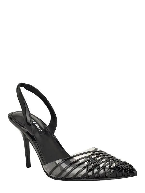 Nine West Pemma Slingback Pointed Cap Toe Pumps - Black