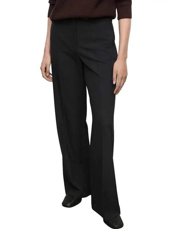 Mango Belted Pleated Straight-leg Pants - Grey