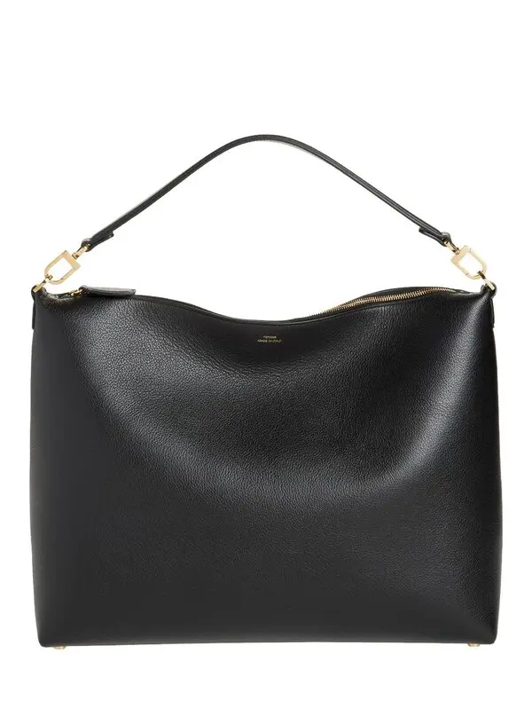 TOTEME Medium Bevel Leather Hobo Bag - Black