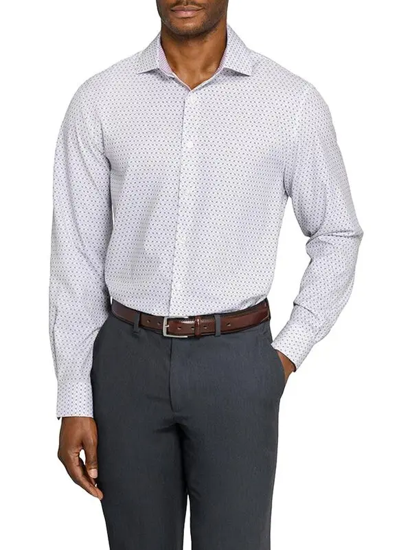 W.R.K Slim Fit Duo Geo Print Performance Dress Shirt - White/black/red
