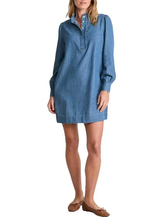 Vineyard Vines Popover Long Sleeve Chambray Dress - Morning Mist