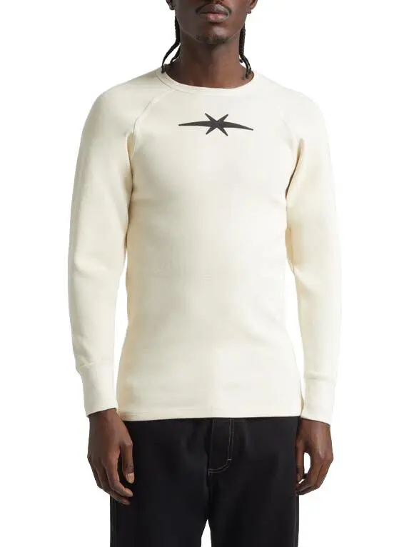 PHIPPS Logo Long Sleeve Waffle Knit T-shirt - Ivory