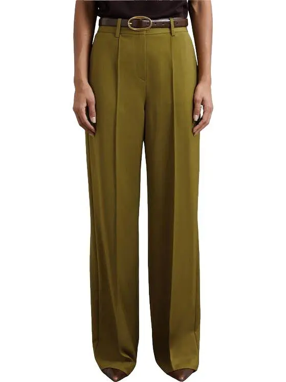 REISS Luisa Pintuck Tapered Pants - Green