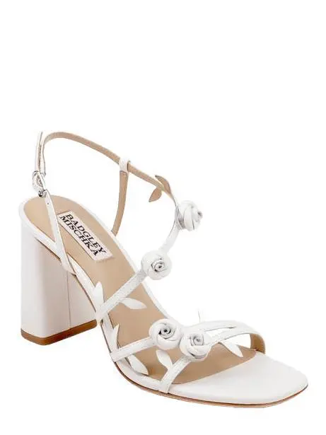 Badgley Mischka Orsola Block Heel Sandal - White Leather