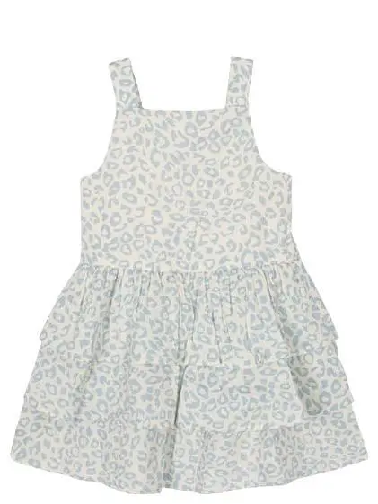 MABEL + HONEY Tiered Dress With Leopard Print - Blue