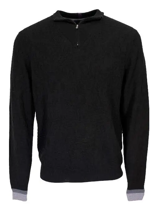 LORDS OF HARLECH Quinn Quarter-zip Merino Wool Sweater - Black